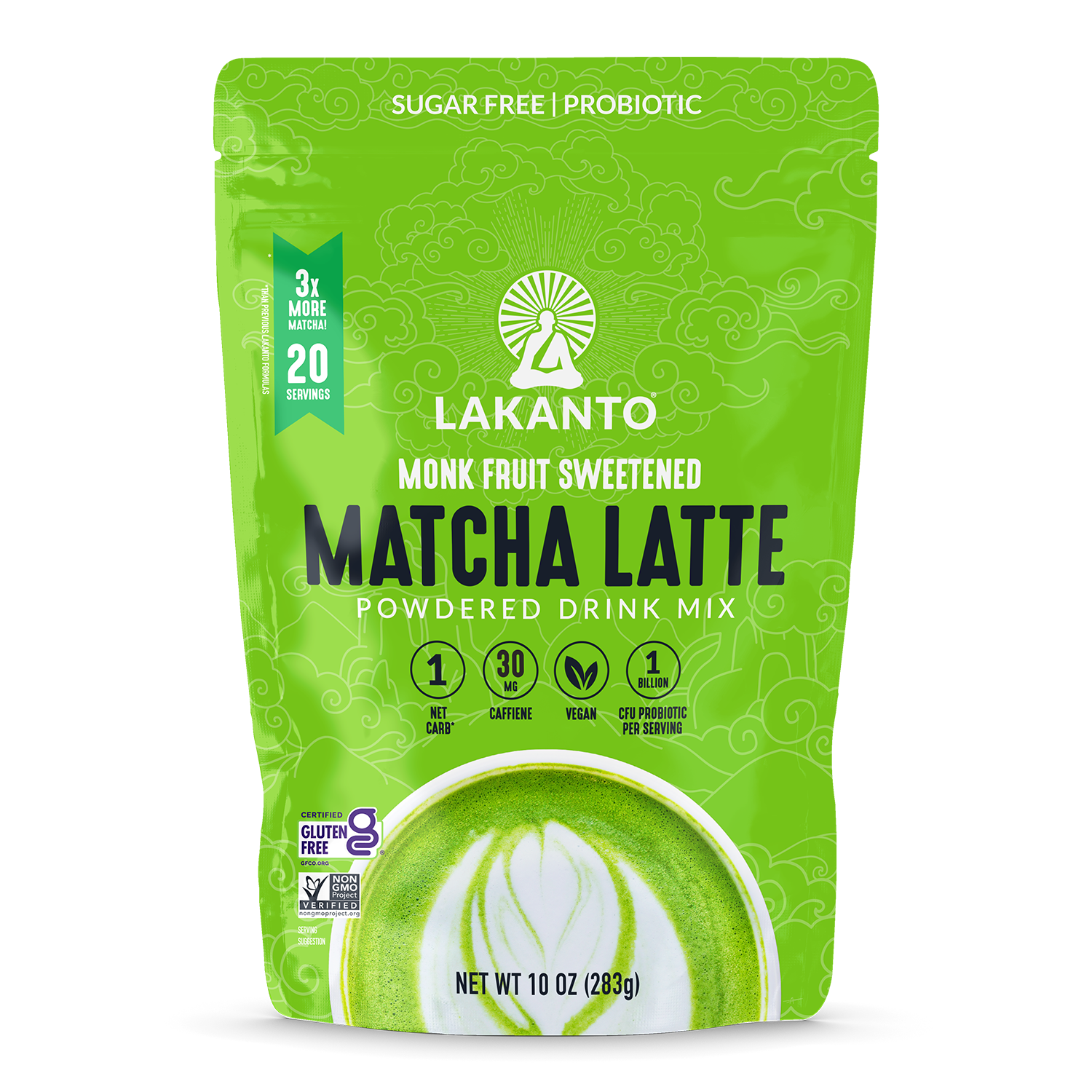 Non-GMO Matcha Latte Drink Mix Sweetened with Monkfruit | Lakanto ...