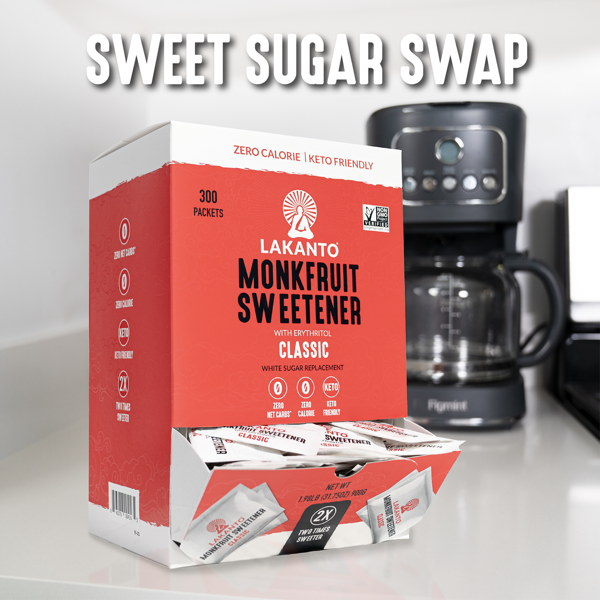 Classic Monkfruit Sweetener 2:1 Packets | Lakanto