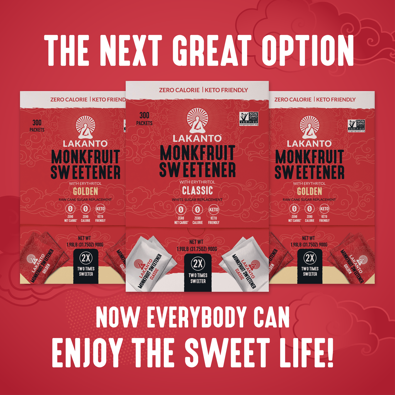 Classic Monkfruit Sweetener 2:1 Packets | Lakanto